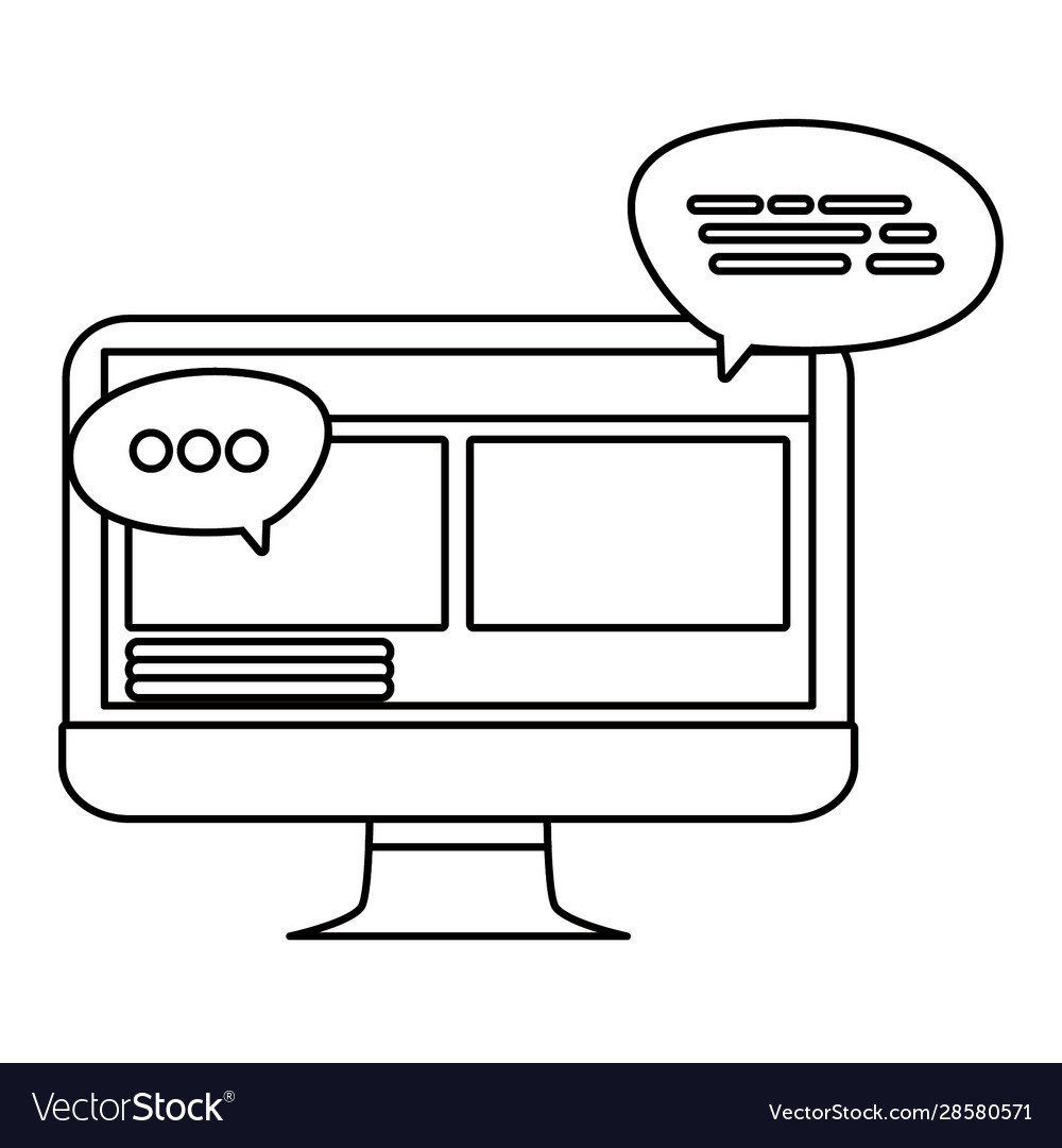 Isolated computer and bubbles design Royalty Free Vector