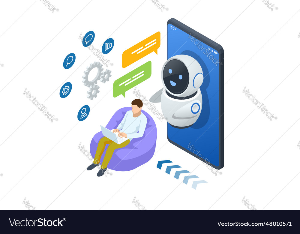 Isometric artificial intelligence knowledge Vector Image