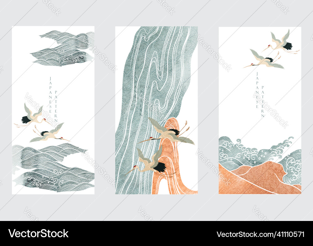 Japanese background with watercolor texture Vector Image