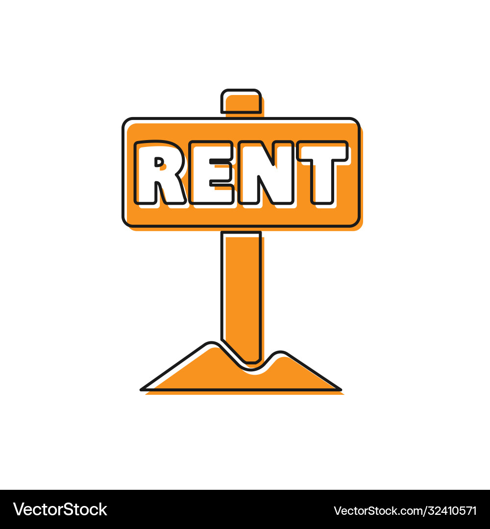 Orange hanging sign with text rent icon isolated Vector Image