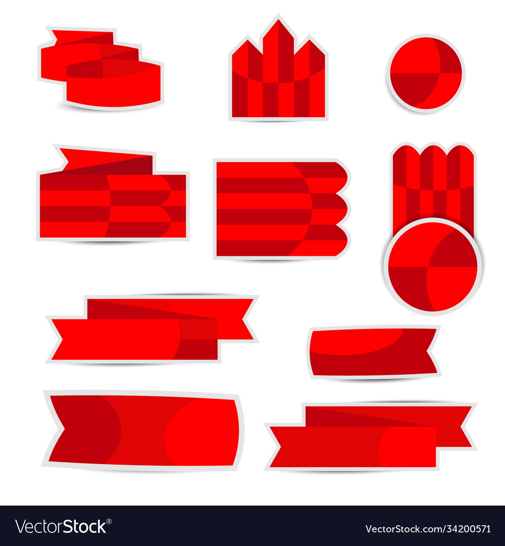 Red banner ribbon with stickers and decorations Vector Image