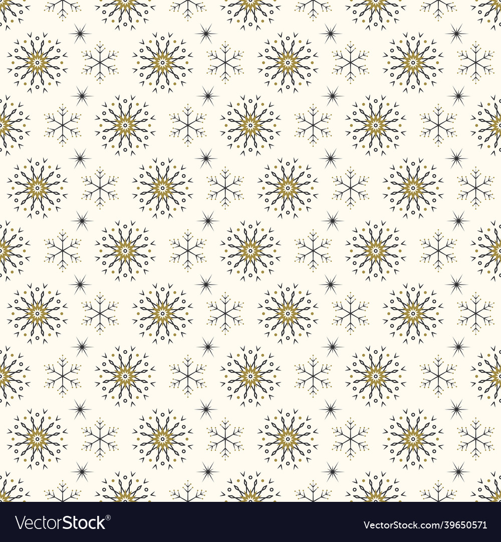 Seamless pattern with black and gold snowflakes Vector Image