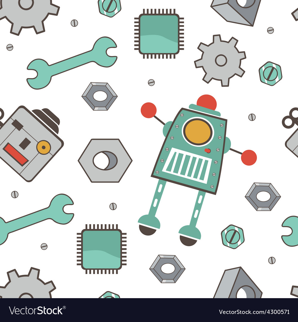 Seamless pattern with robots Royalty Free Vector Image