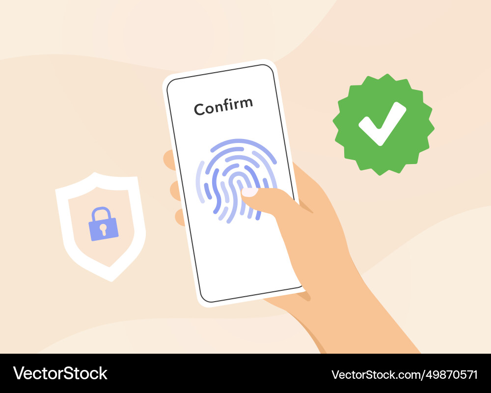 Secure Mobile Transactions With Biometric Payment Vector Image