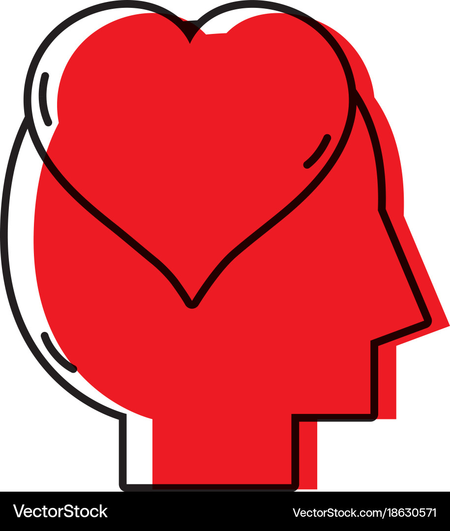 Silhouette man with heart love design inside Vector Image