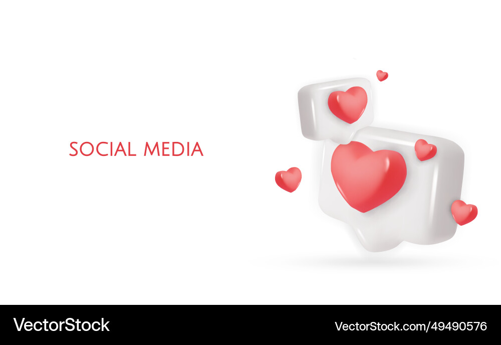 3d icon message dialog button with heart Vector Image