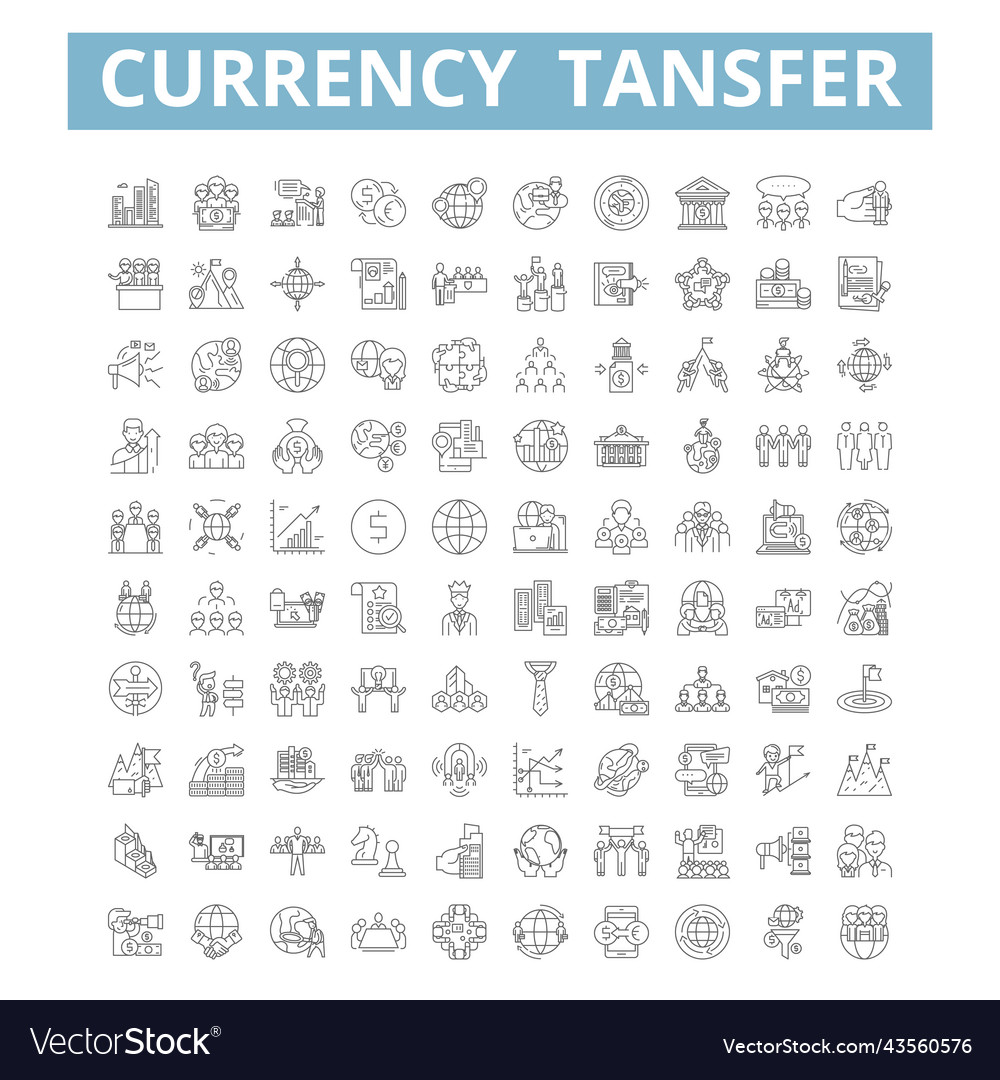 Currency transfer icons line symbols web signs Vector Image