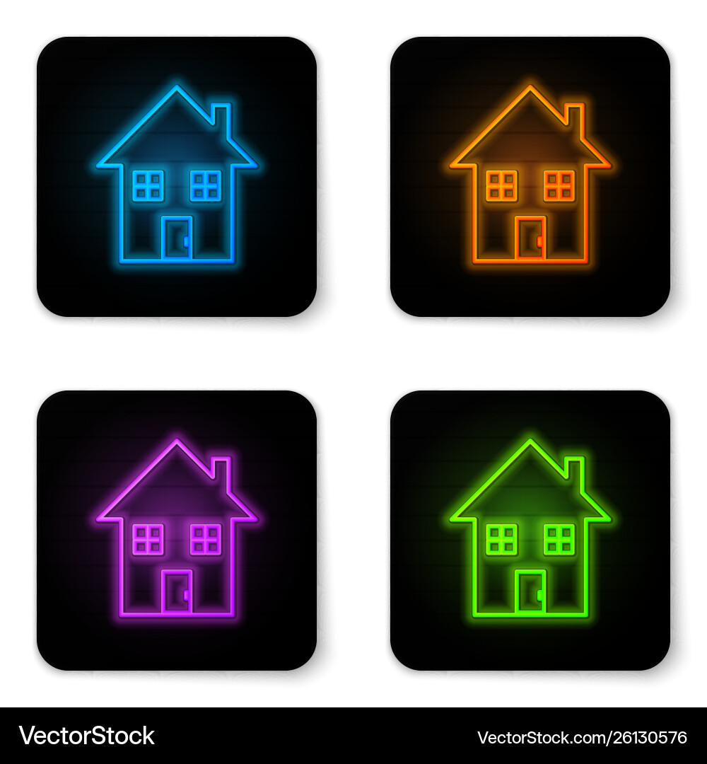 Glowing neon house icon isolated on white Vector Image