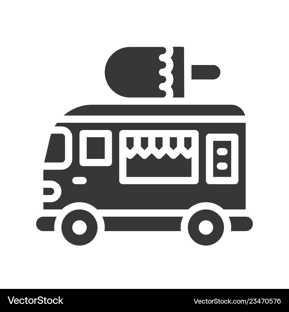 Ice cream truck food solid style icon Royalty Free Vector