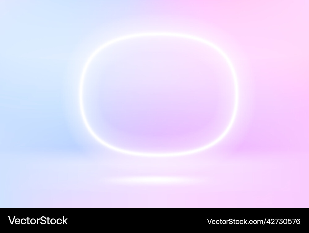 Illuminated room with round vivid neon light Vector Image