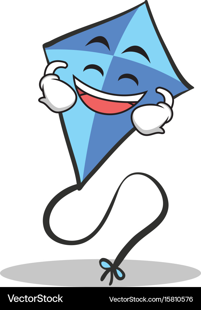 Laughing blue kite character cartoon Royalty Free Vector