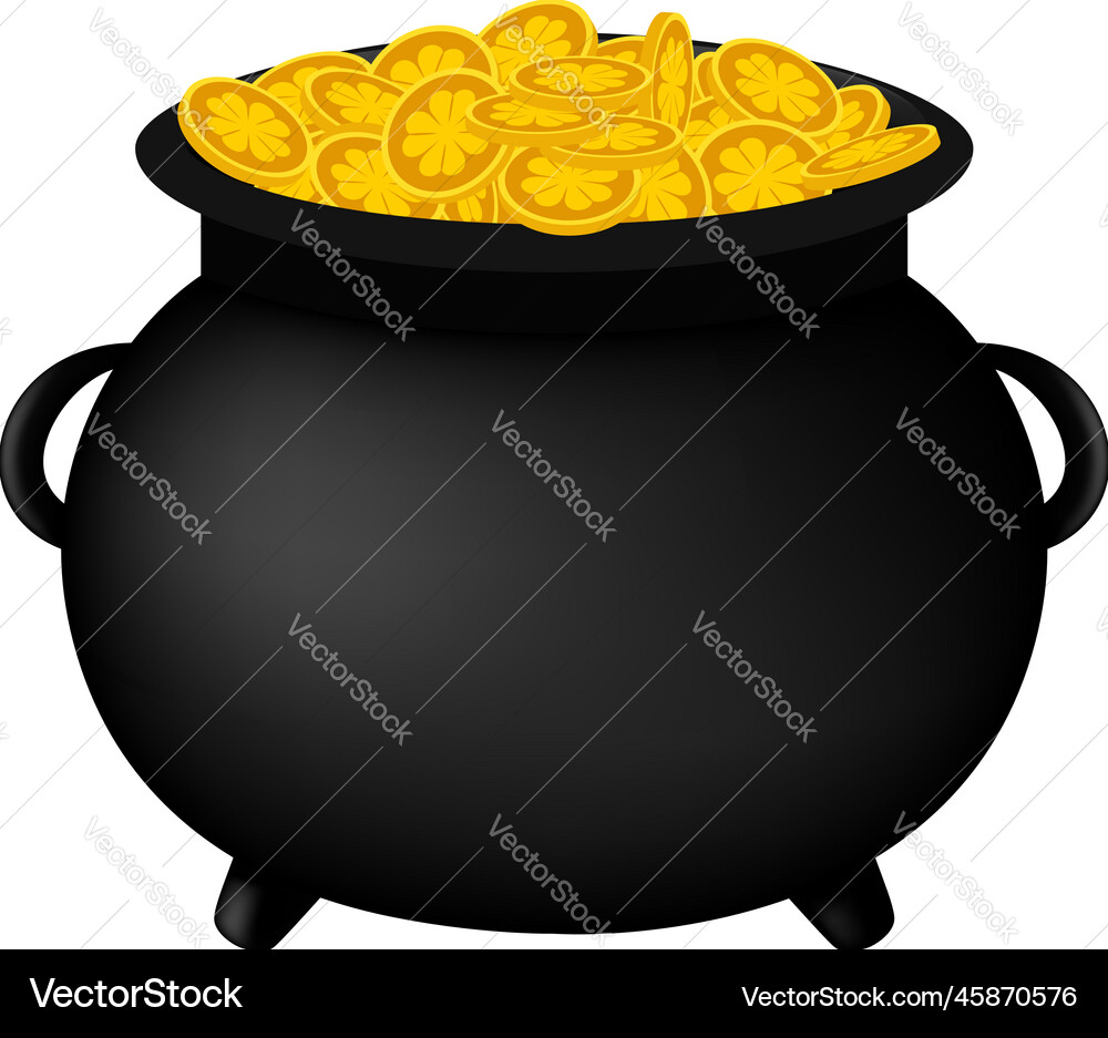 Leprechaun pot with gold coins Royalty Free Vector Image
