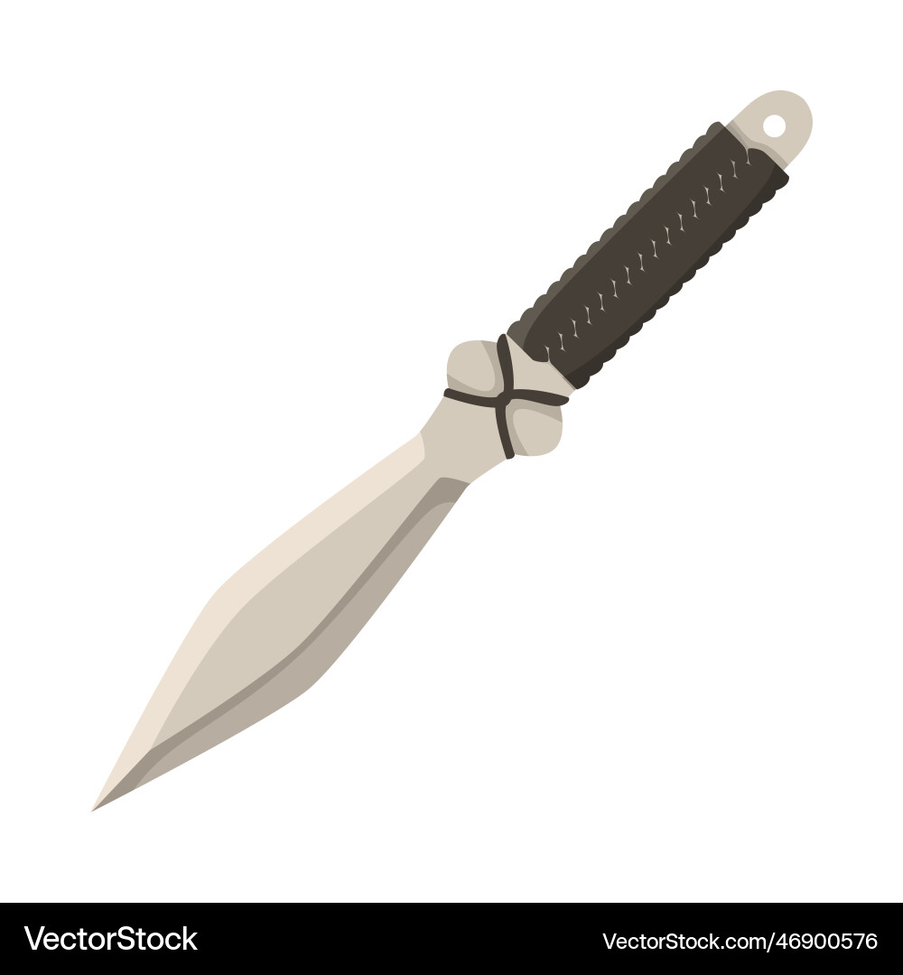 Metal combat dagger with black handle cartoon Vector Image