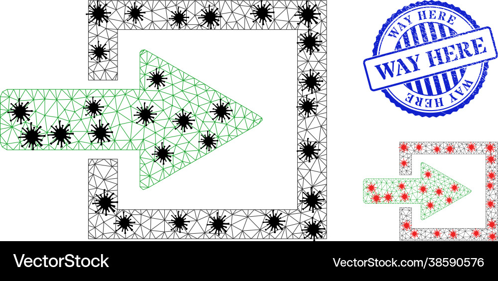 Polygonal mesh import arrow icons with covid19 Vector Image