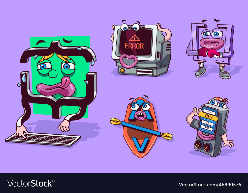 Programming concept with 3d cute cartoon Vector Image