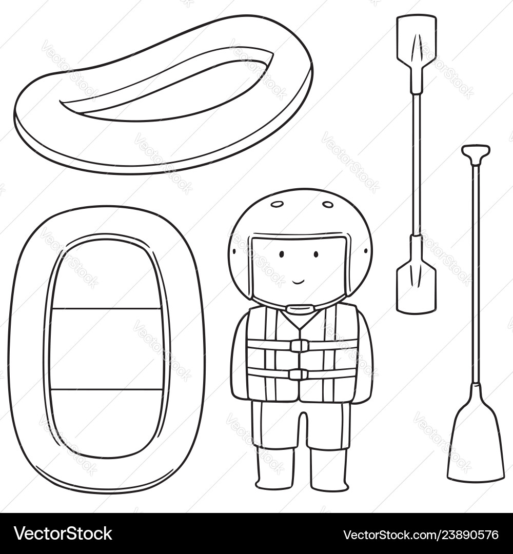 Set of inflatable boat rafting Royalty Free Vector Image