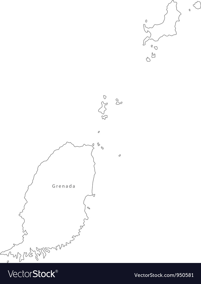 Black white grenada outline map Royalty Free Vector Image