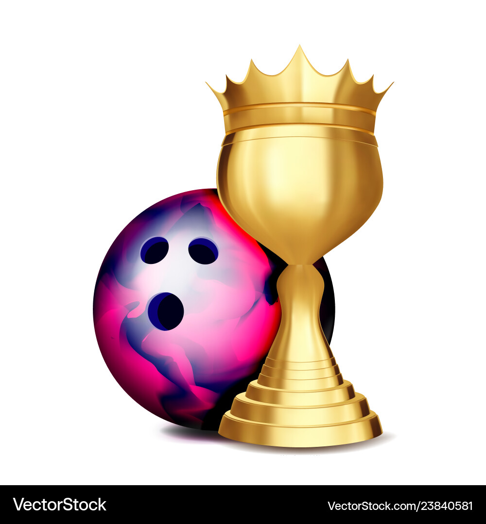 Bowling award ball golden cup Royalty Free Vector Image