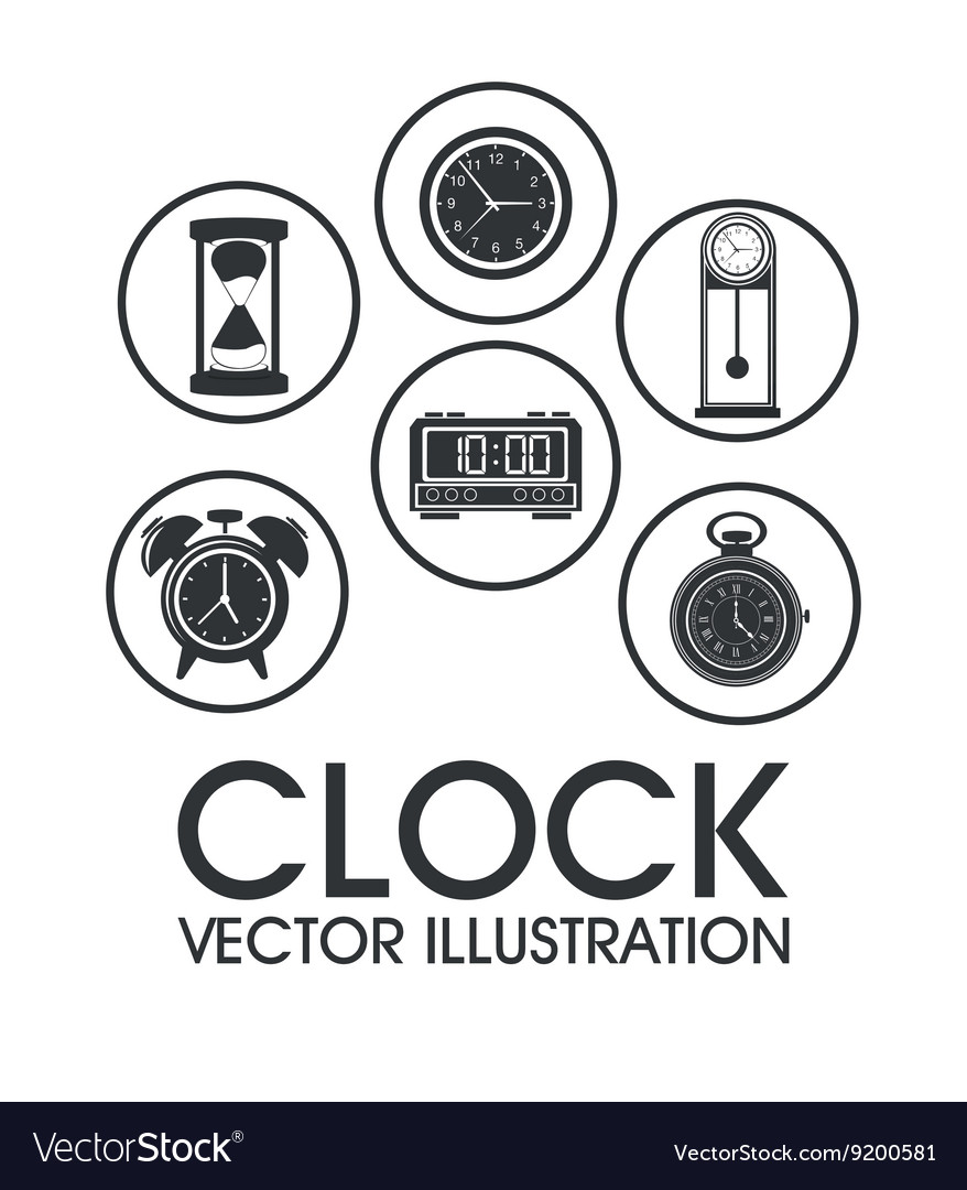 Clock design time icon flat Royalty Free Vector Image