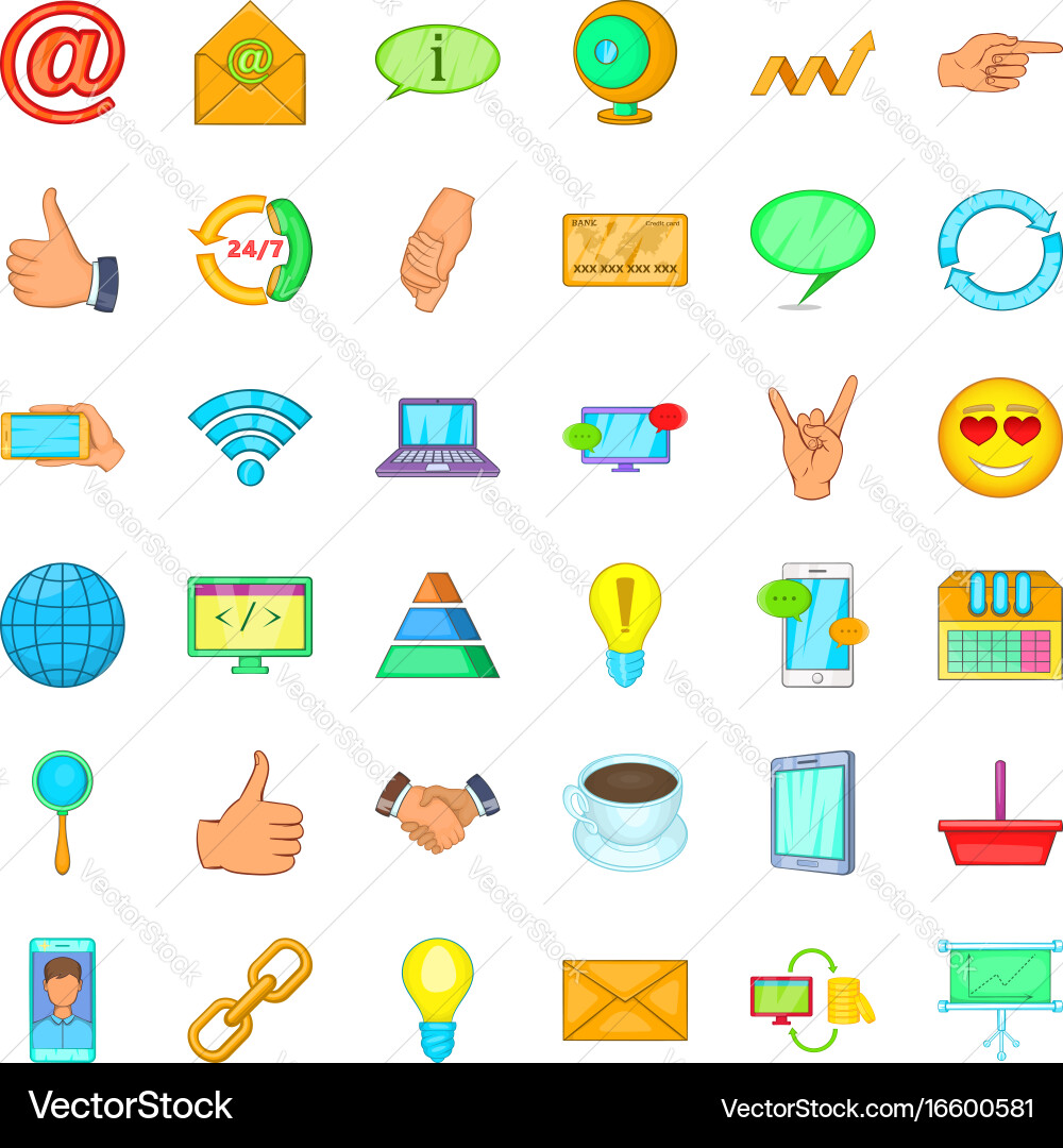 Connection icons set cartoon style Royalty Free Vector Image