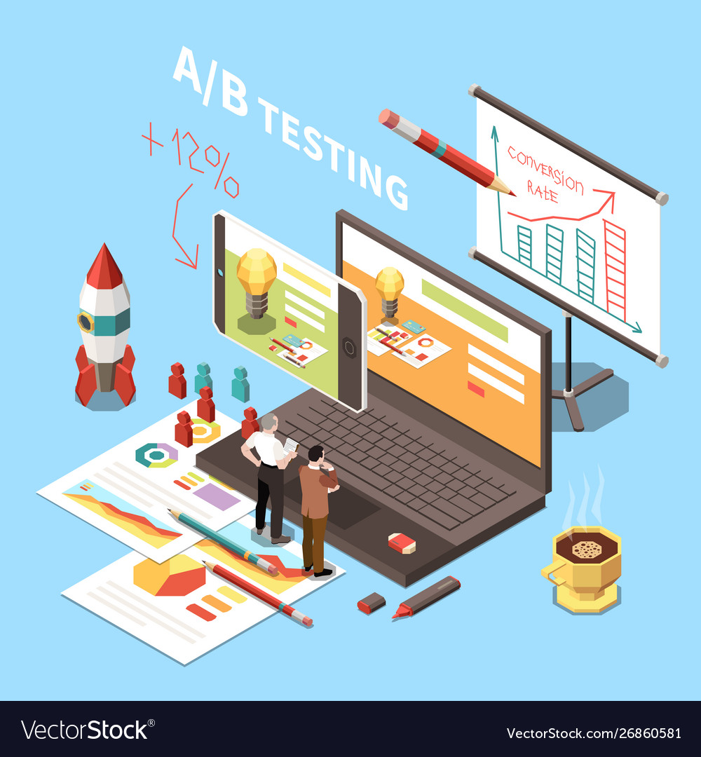 Conversion rate isometric concept Royalty Free Vector Image