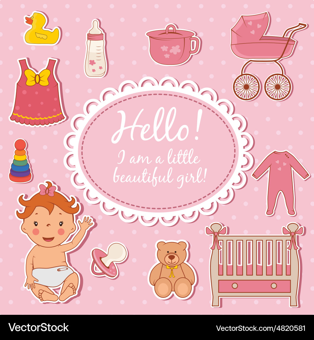 Cute baby girl Royalty Free Vector Image - VectorStock
