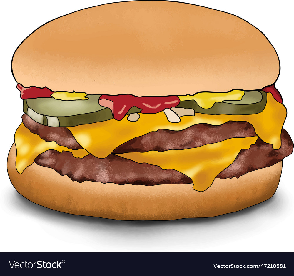 Double Cheeseburger Royalty Free Vector Image Vectorstock