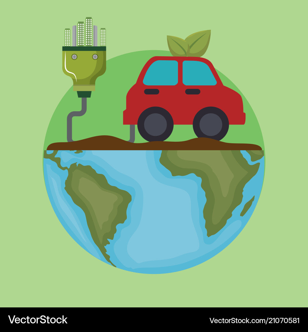 Ecology car vehicle icons Royalty Free Vector Image