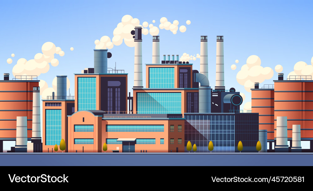Energy generation plant with chimneys electricity Vector Image