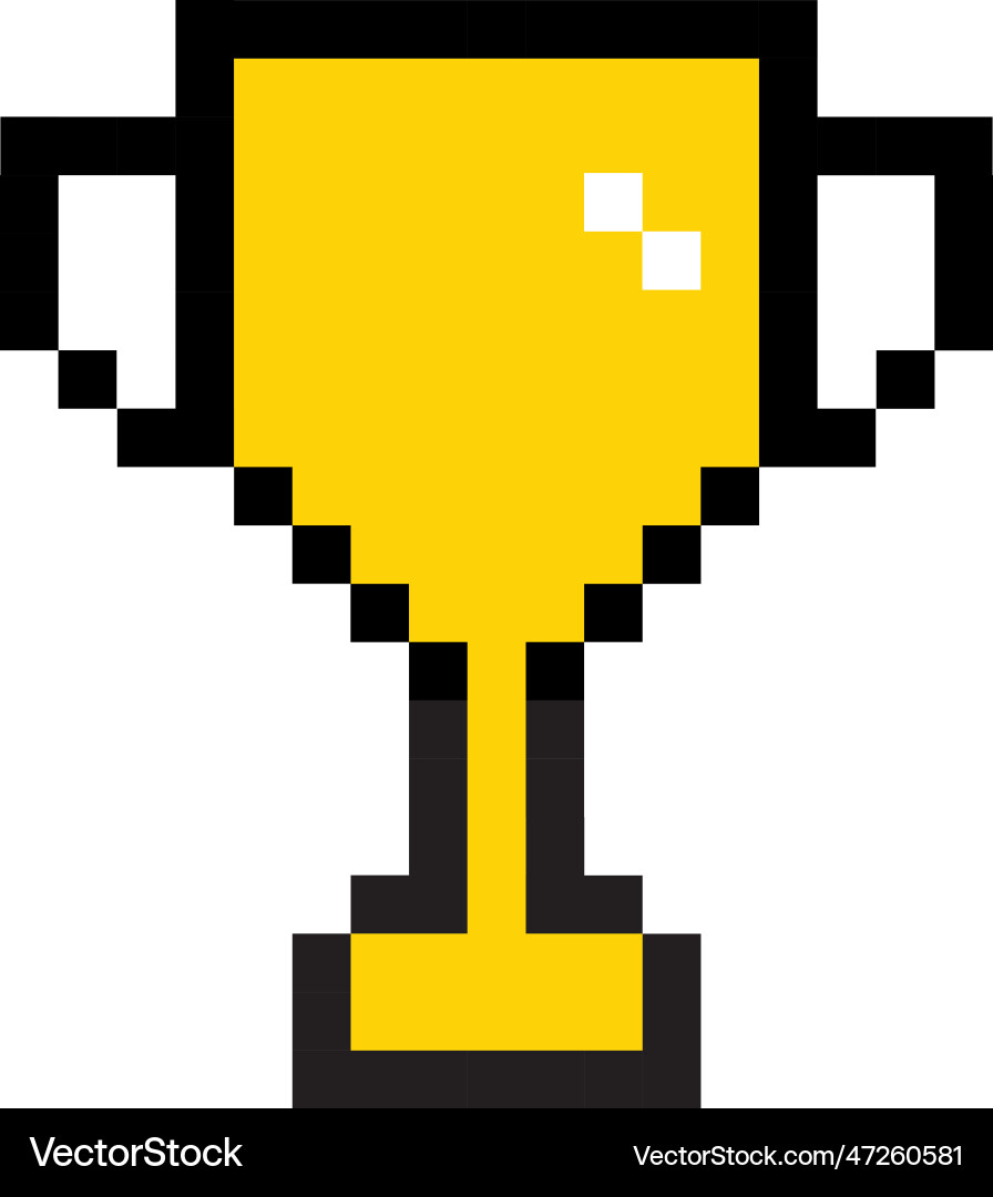 Goblet pixel icon winners trophy award sign Vector Image