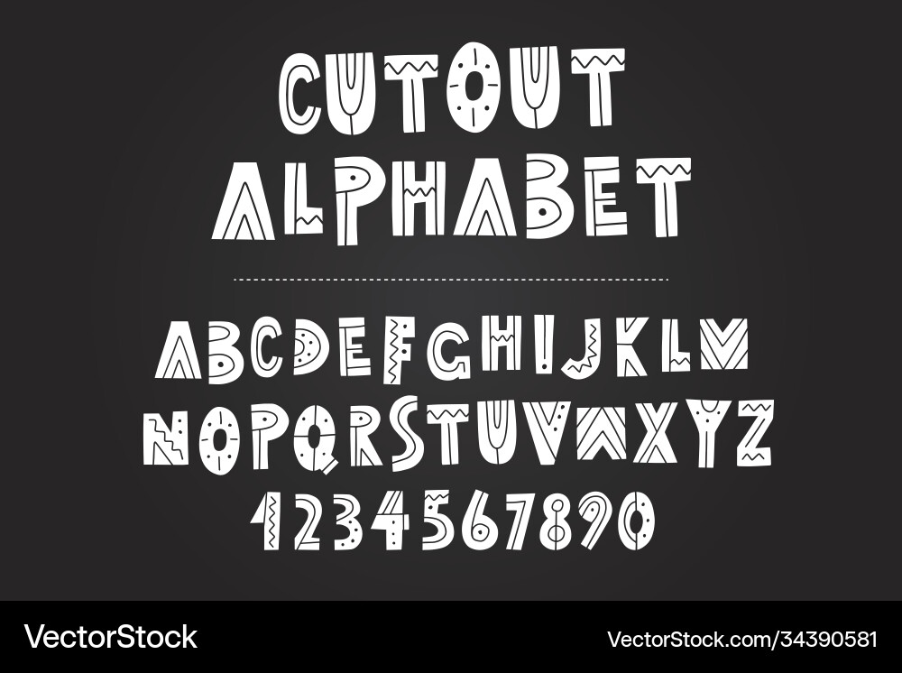 Hand drawn alphabet letters and numbers Royalty Free Vector