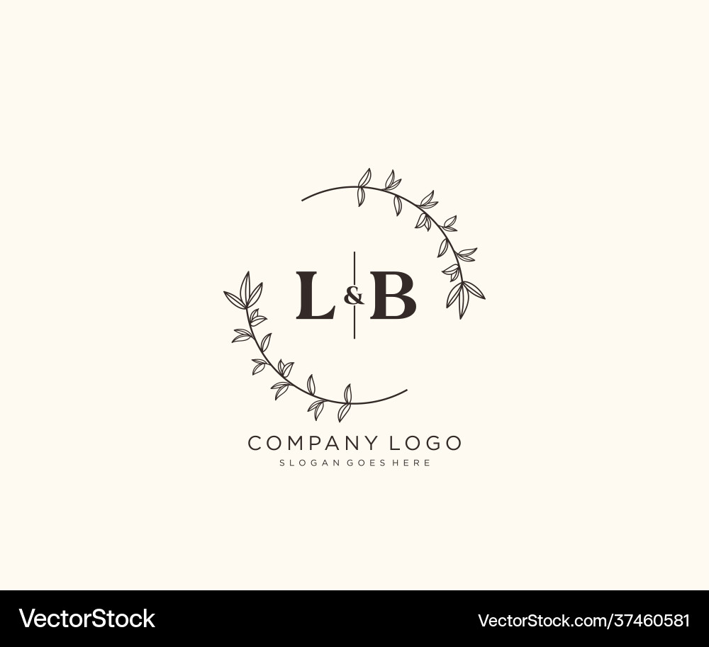 Initial lb letters beautiful floral feminine Vector Image