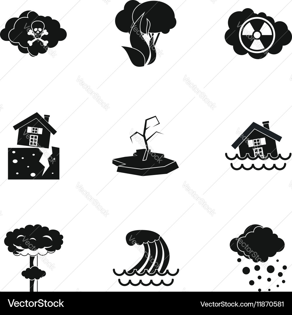 Natural emergency icons set simple style Vector Image