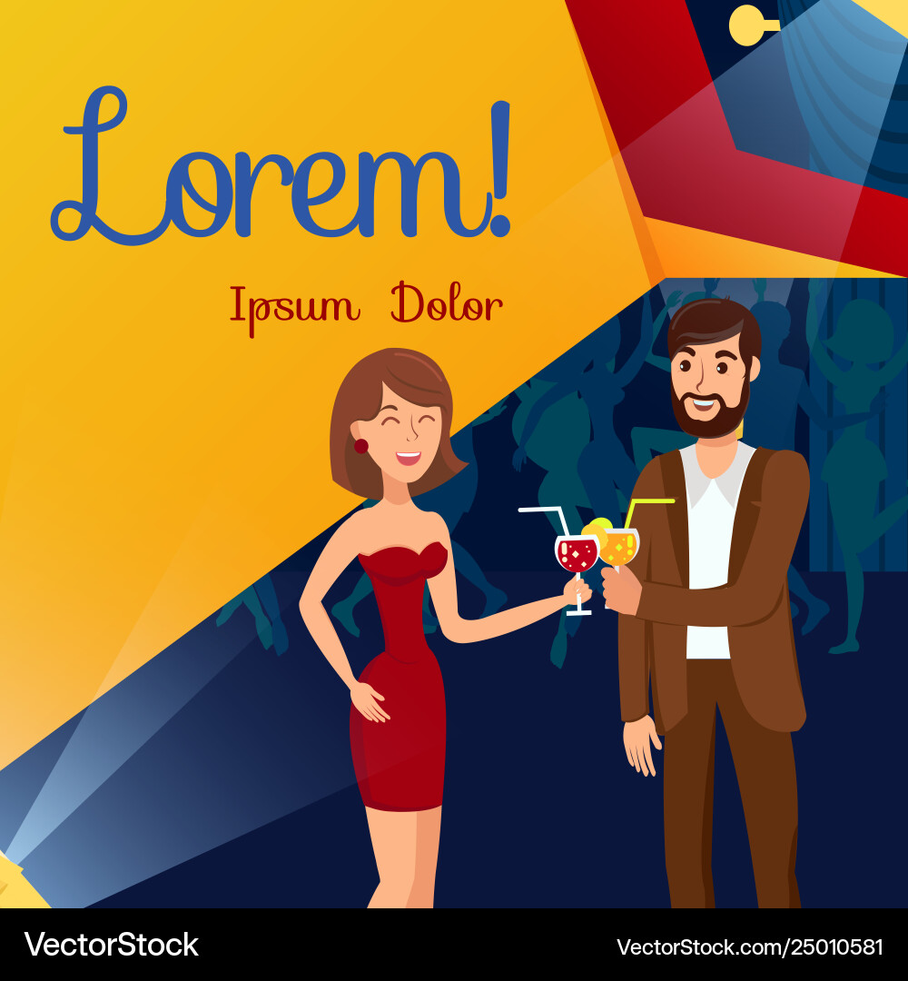 Night life cocktail party web banner template Vector Image