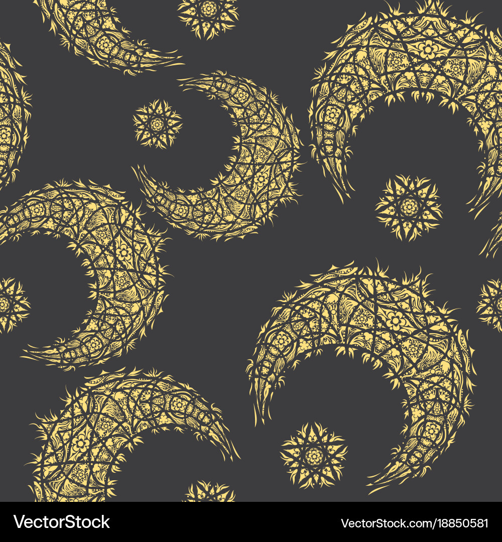Oriental pattern moon and stars islam arabic Vector Image