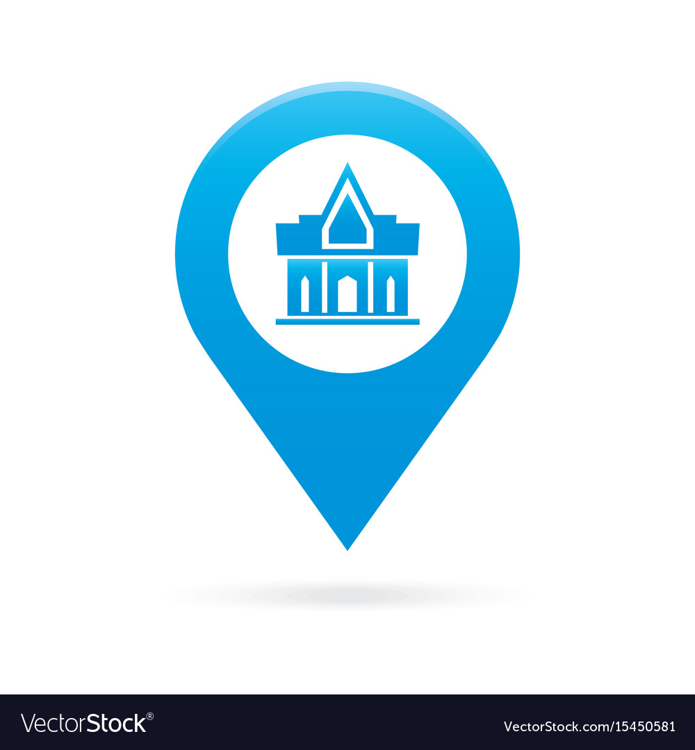 Temple monastery map pointer icon marker gps Vector Image