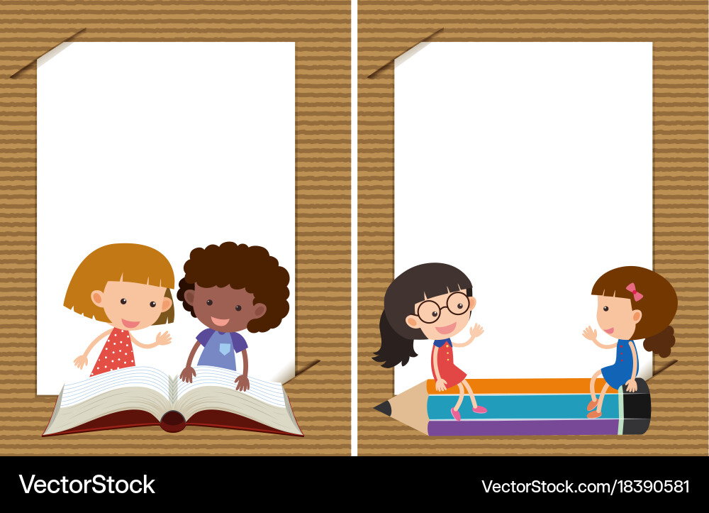 Two background templates with girls reading Vector Image