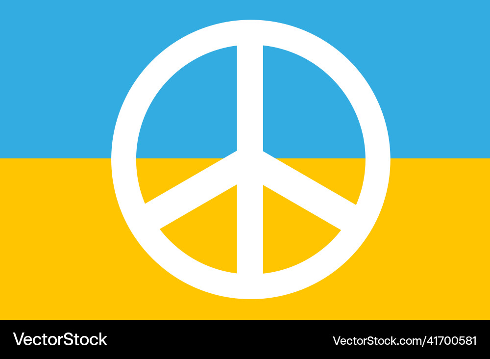 Ukraine flag in peace symbol flat Royalty Free Vector Image