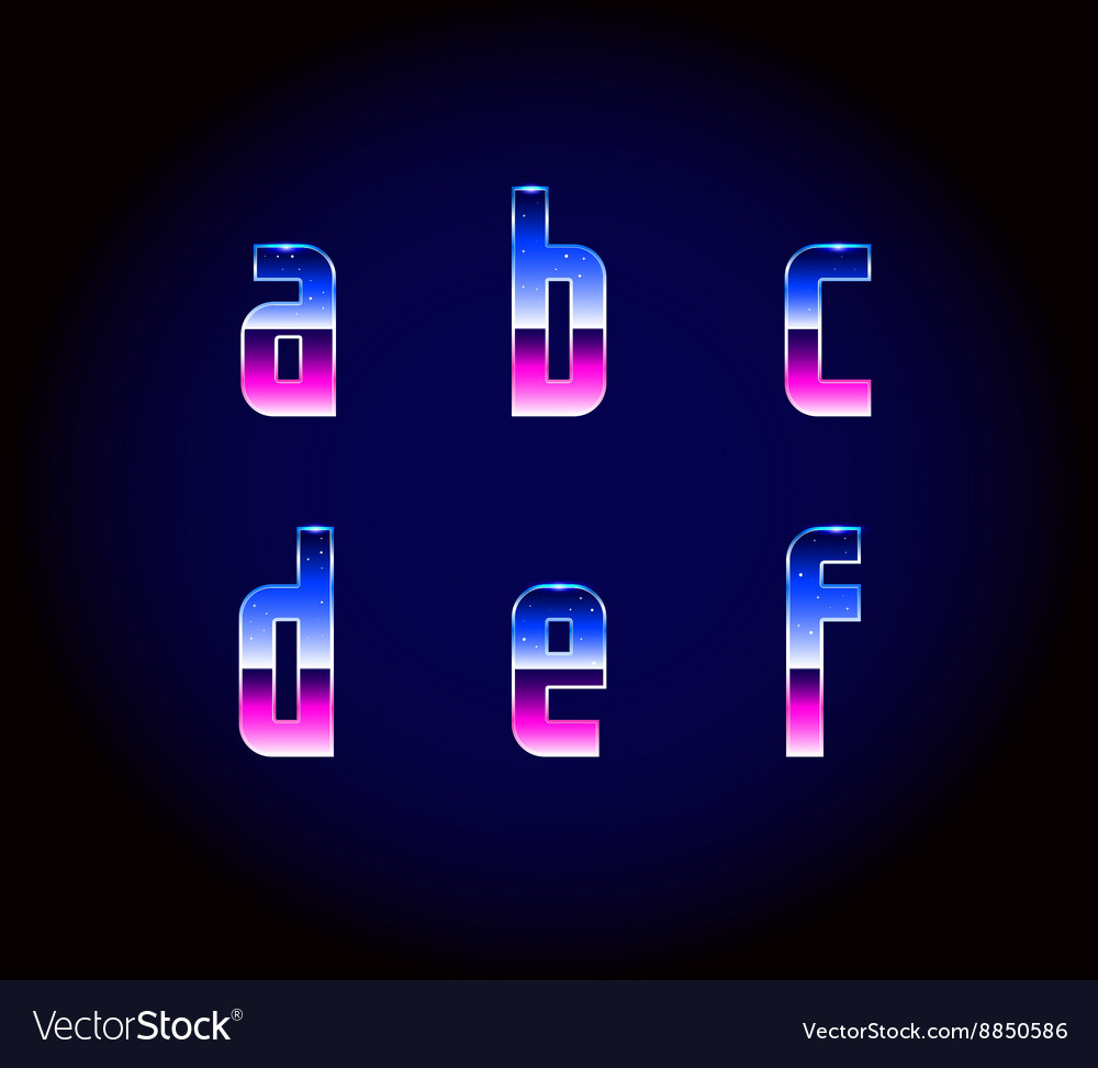 80s Retro Futurism Sci Fi Font Alphabet Royalty Free Vector 