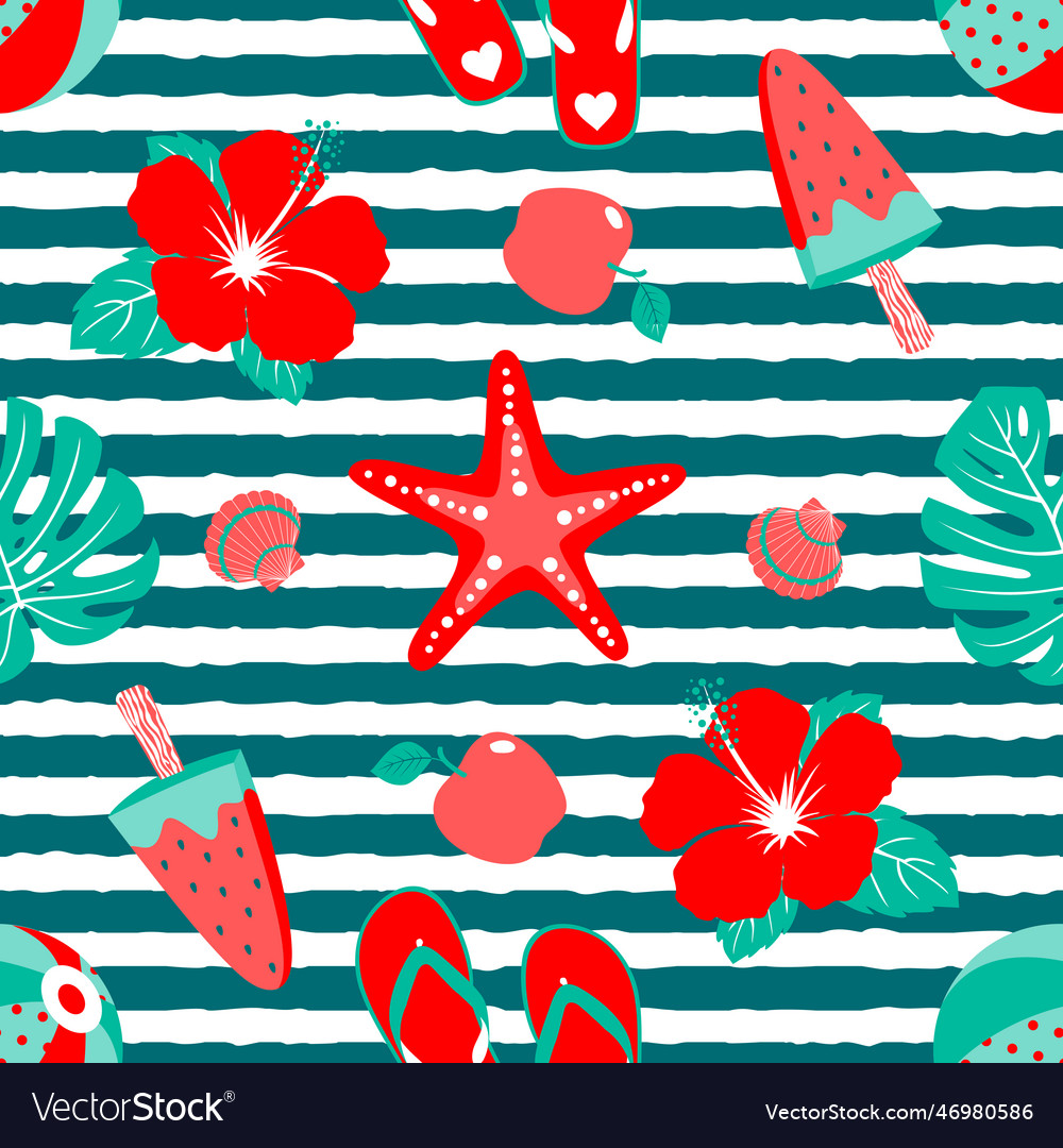 Beach sea pattern Royalty Free Vector Image - VectorStock
