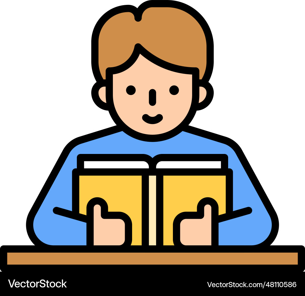 Boy reading a book icon an avatar that is related Vector Image