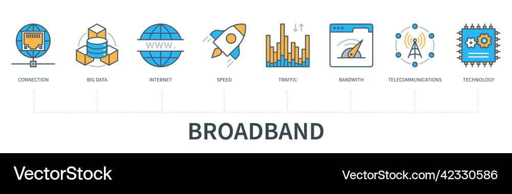 Broadband infographics in minimal flat line style Vector Image