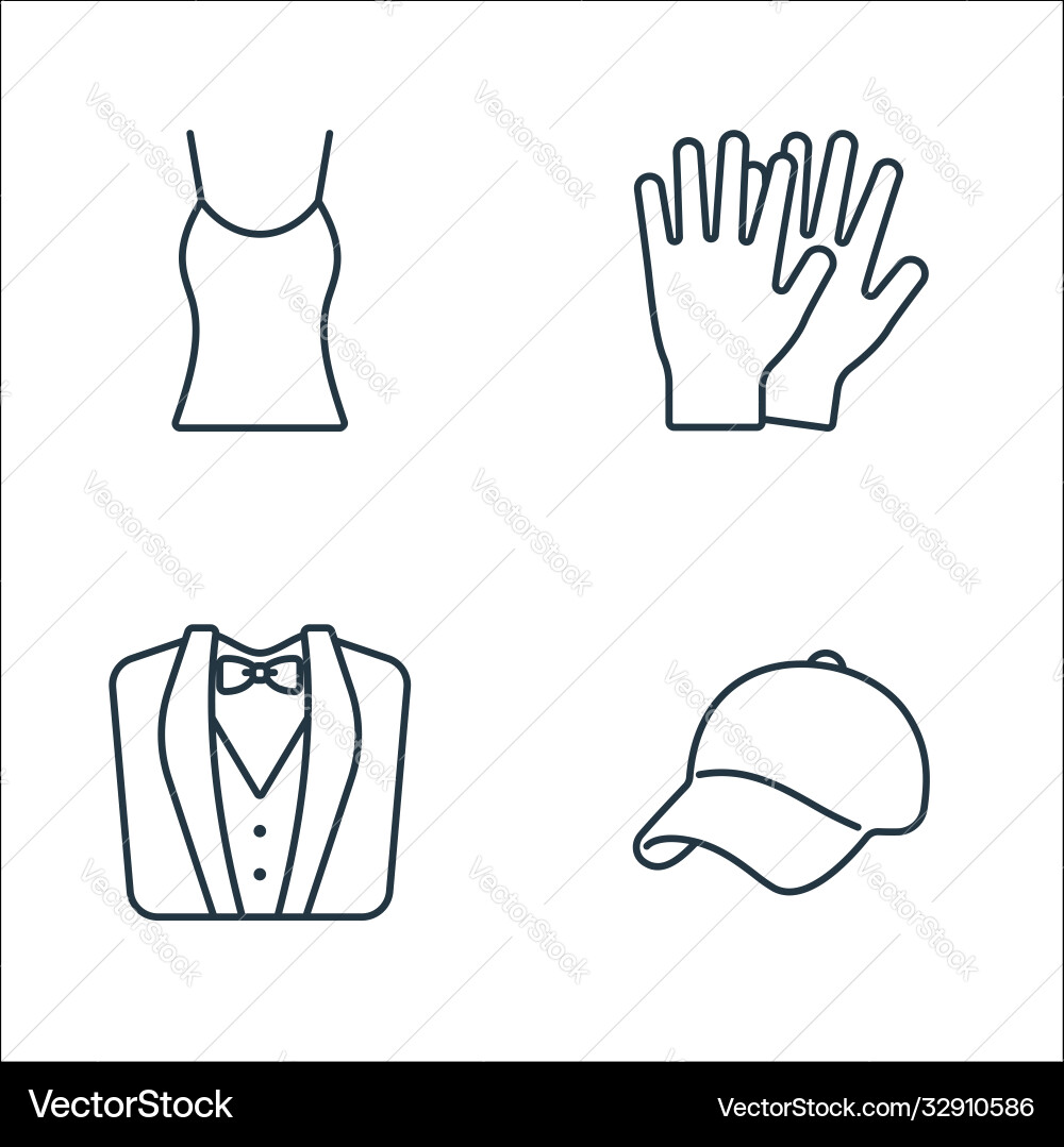 Clothes and outfit line icons linear set quality Vector Image