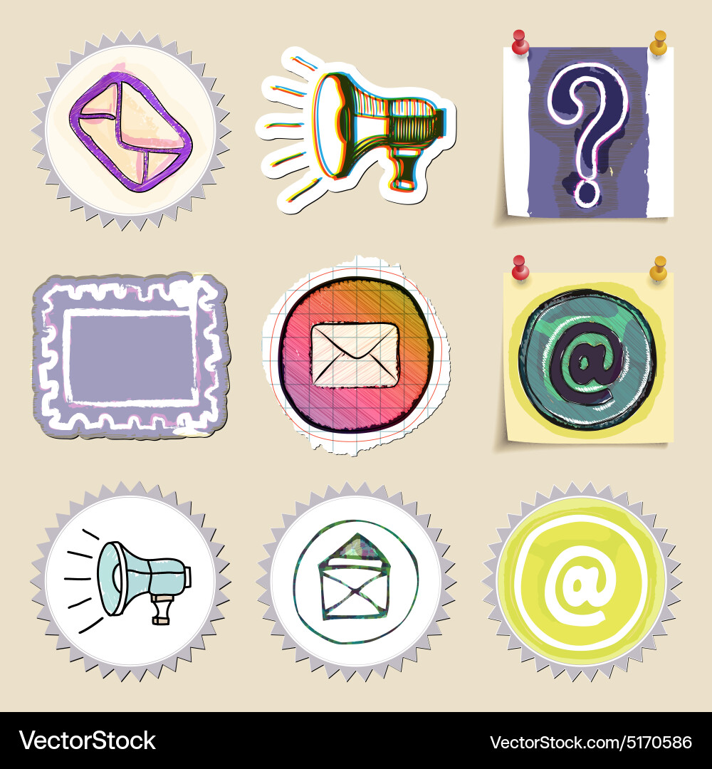 Communication icons set hand drawn and isolated Vector Image