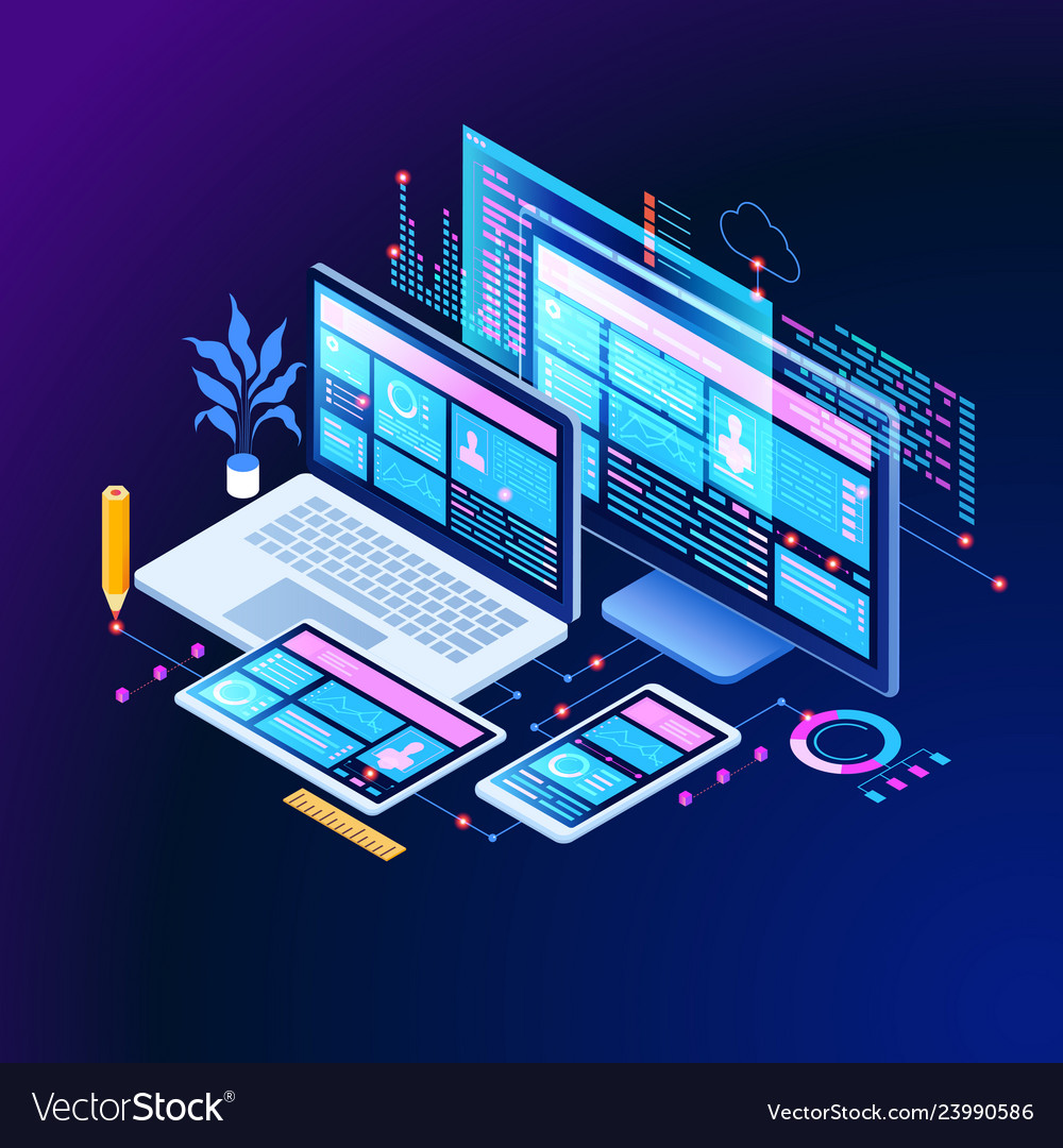 Cross-platform concept banner Royalty Free Vector Image