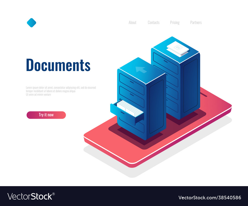 Document management isometric icon cabinet Vector Image