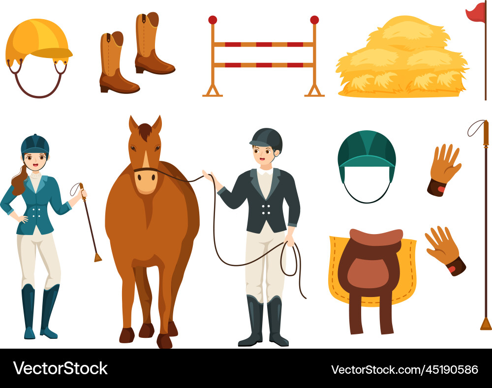 Equestrian sport horse trainer with training Vector Image