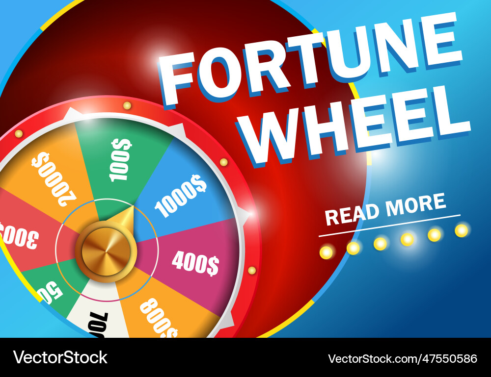 Fortune wheel read more lettering on blue Vector Image