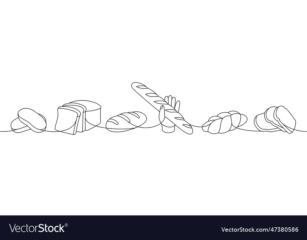 Fresh breads one line continuous drawing wheat Vector Image Fresh breads one line continuous drawing wheat Vector Image