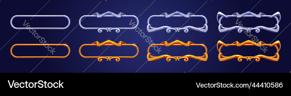Game frames silver and gold ui borders evolution Vector Image